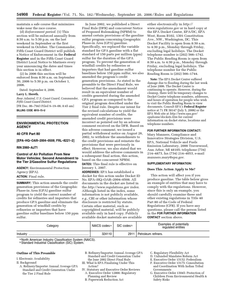 Rule: Air Pollution Control New Motor Vehicles and Engines: Tier 2 ...