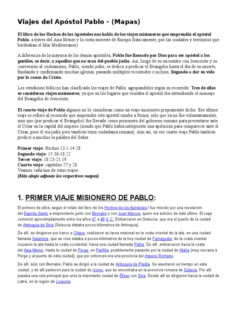 Viajes Misioneros del Apóstol Pablo | PDF | Bernabé | Pablo el apóstol
