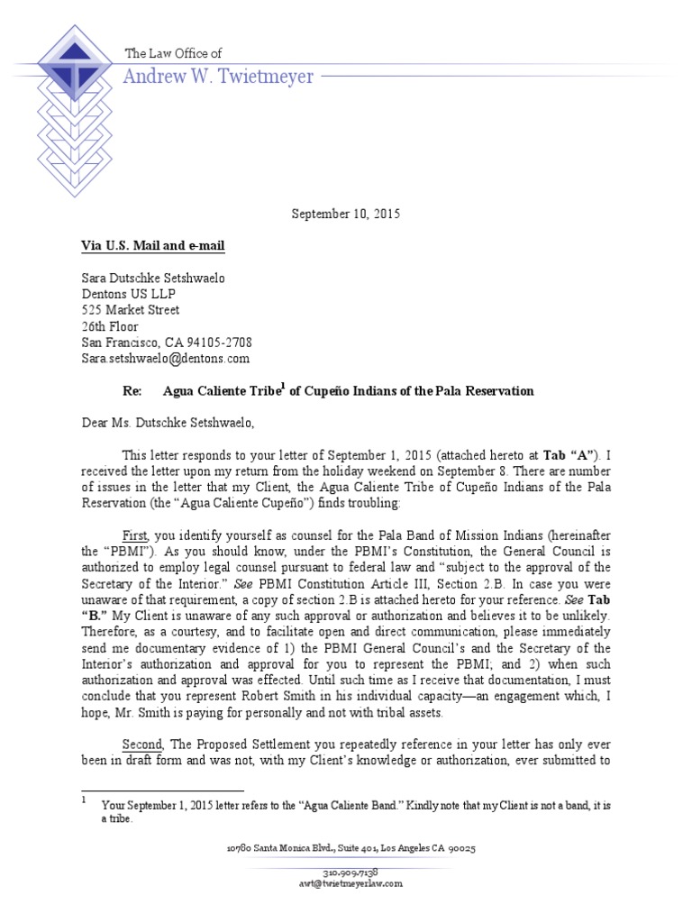 Dispute Over PBMI Legal Representation | PDF | Indian Reservation ...
