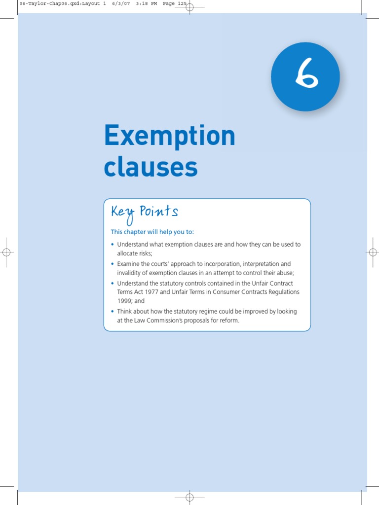 Exemption Clauses | PDF | Contractual Term | Misrepresentation In ...
