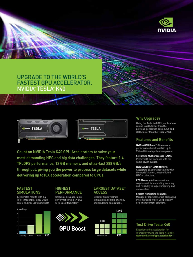 Nvidia Tesla k40 2014mar LR - Spec Sheet | PDF | Graphics Processing ...