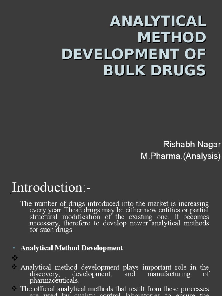 Analytical Method Development Of Bulk Drugs Pdf High Performance