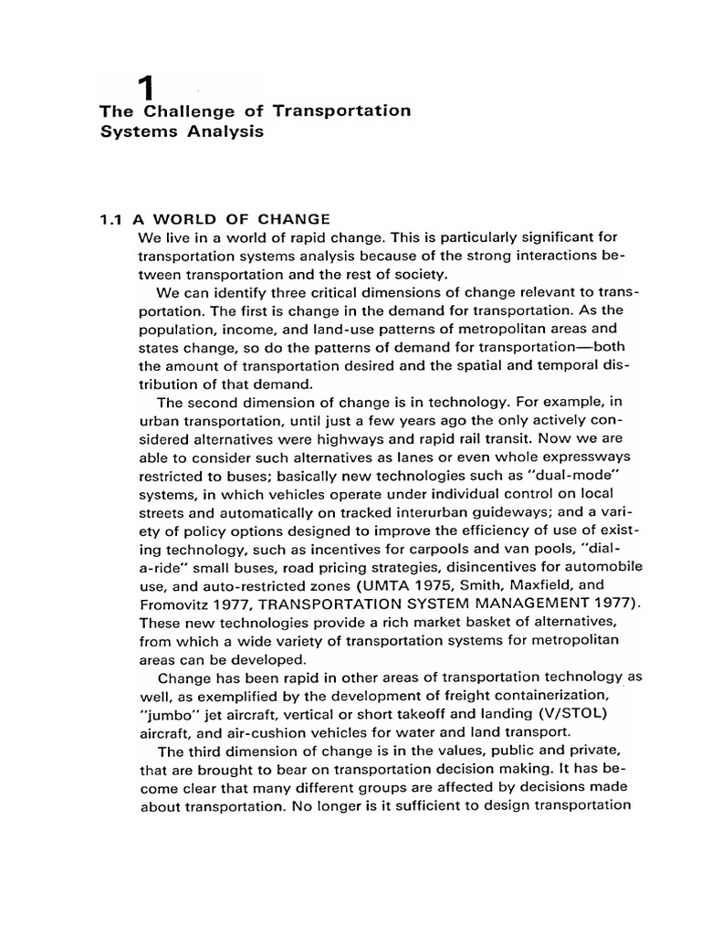 Transportation Systems Analysis Overview | PDF