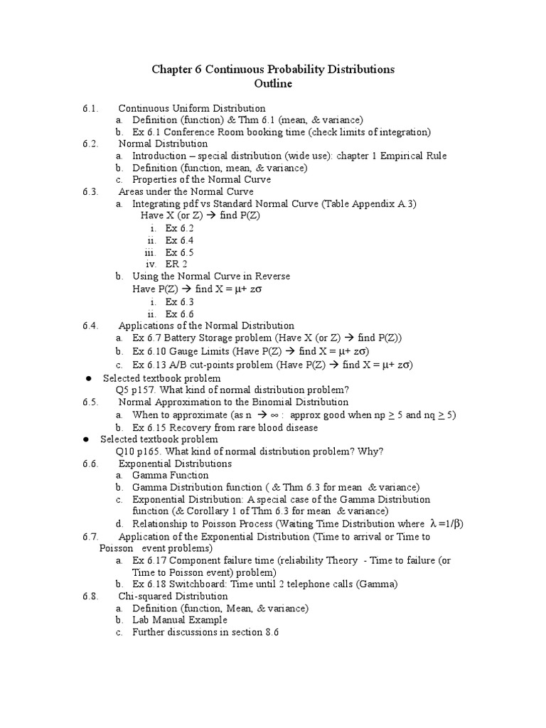 Chapter 6 Continuous Probability Distributions | Download Free PDF | Normal Distribution ...