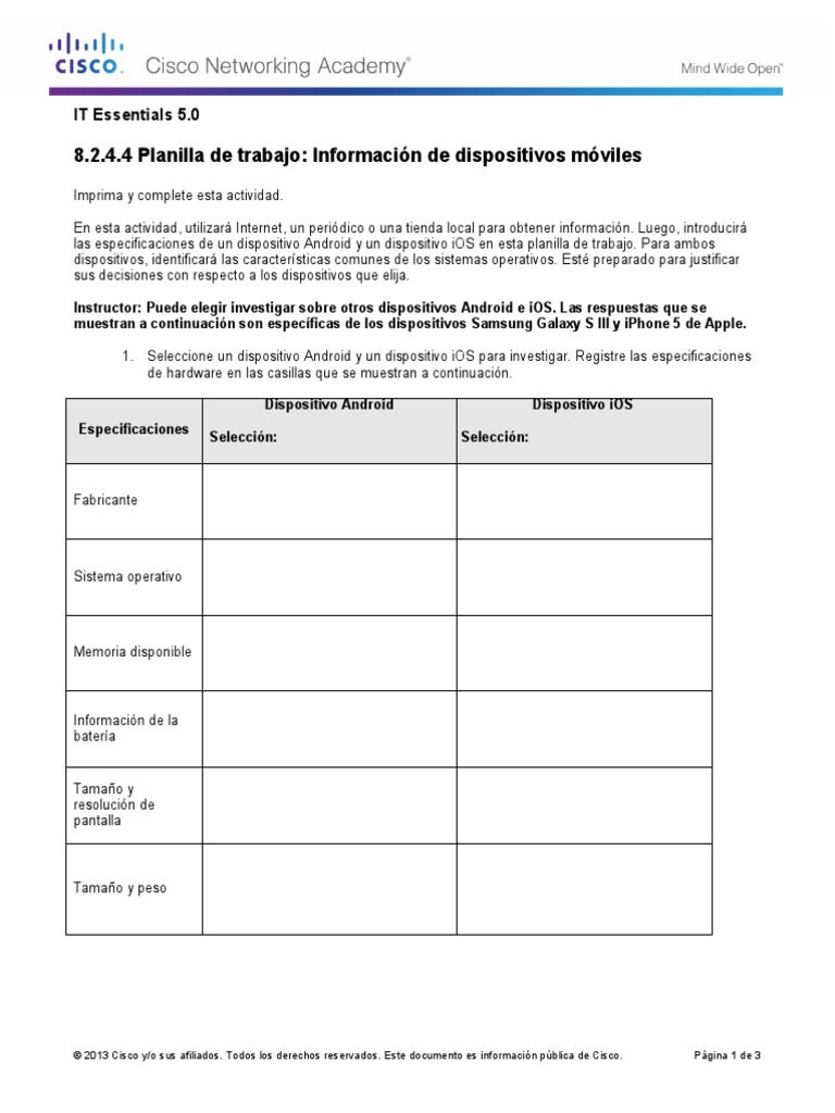 8.2.4.4 Worksheet - Mobile Device Information | PDF