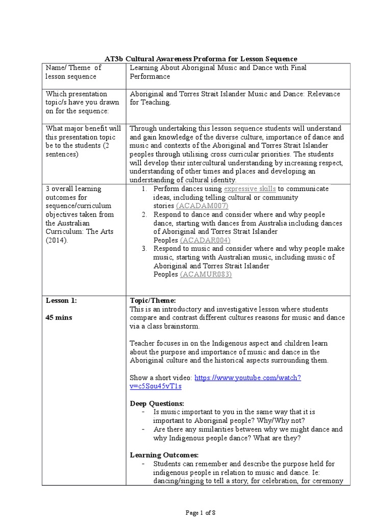 Indigenous Music and Dance Lesson Plan | PDF | Indigenous Australians ...