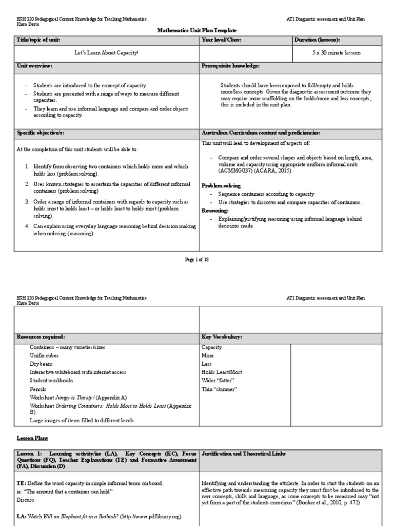 Capacity Measurement Unit Plan | PDF | Educational Assessment ...
