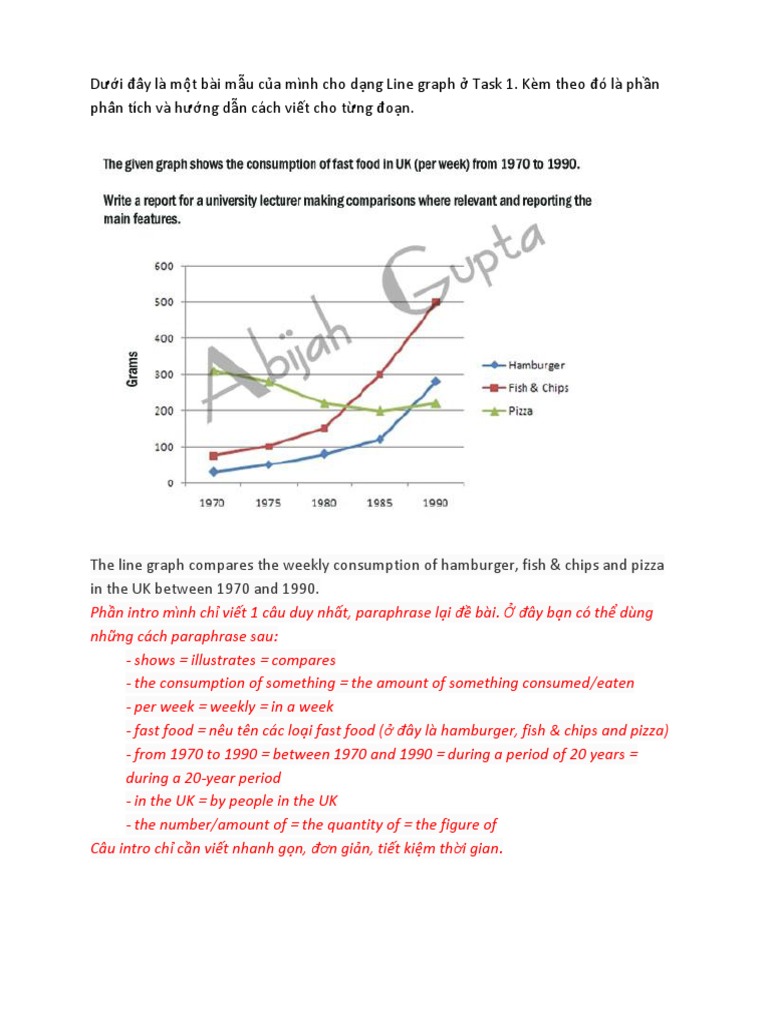 Hướng Dẫn Viết Task 1 Line Graph IELTS Quang Thắng | PDF