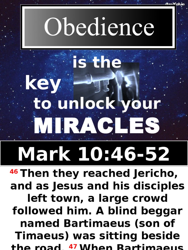 Obedience Is The Key To Unlock Your Miracles Pdf Religious Belief