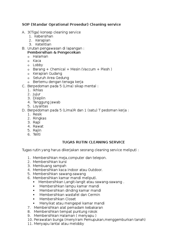 Sop Cleaning Service | PDF