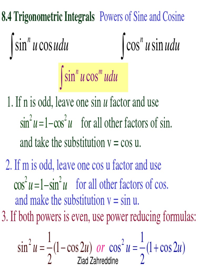 Trigonometric Integrals Guide | PDF | Sine | Trigonometric Functions