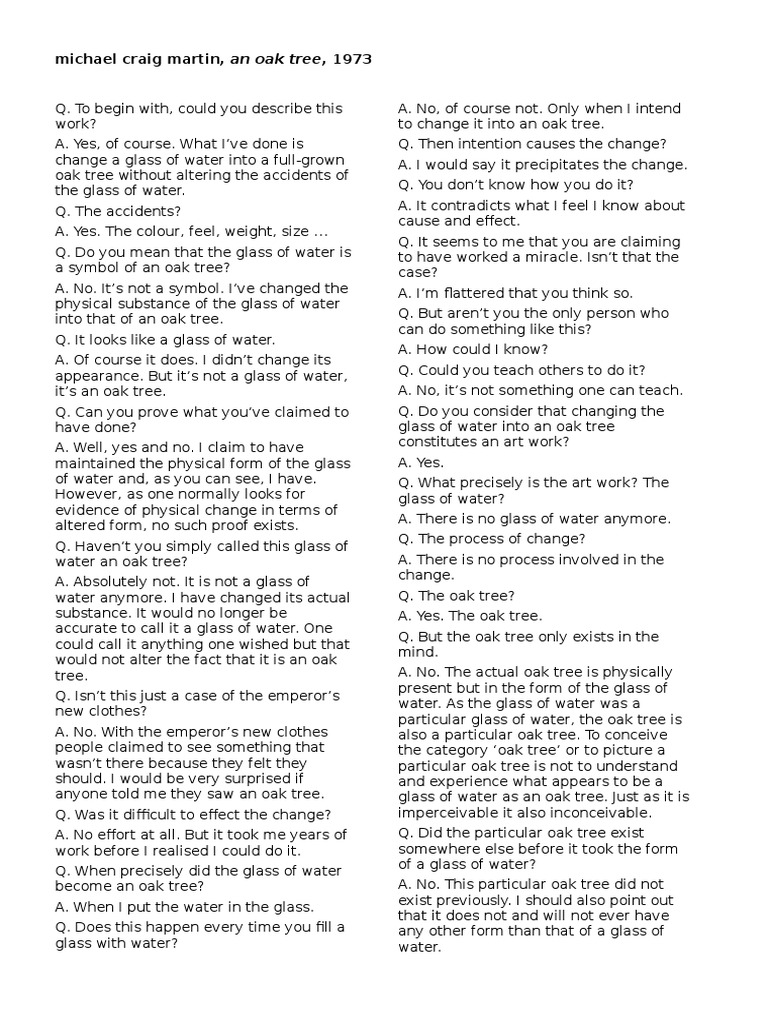 Michael Craig Martin, An Oak Tree, 1973 (Texto PT) | PDF | Trees ...