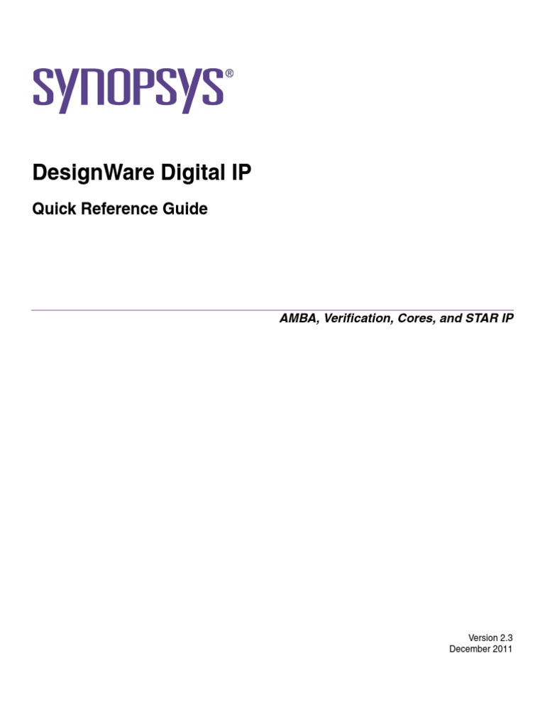 Synopsys Designware Digital Ip Quickref | Download Free PDF | Logic Synthesis | Electronic Design