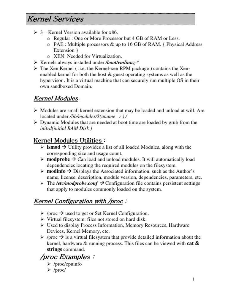 Linux Kernel Services | PDF | Kernel (Operating System) | File System