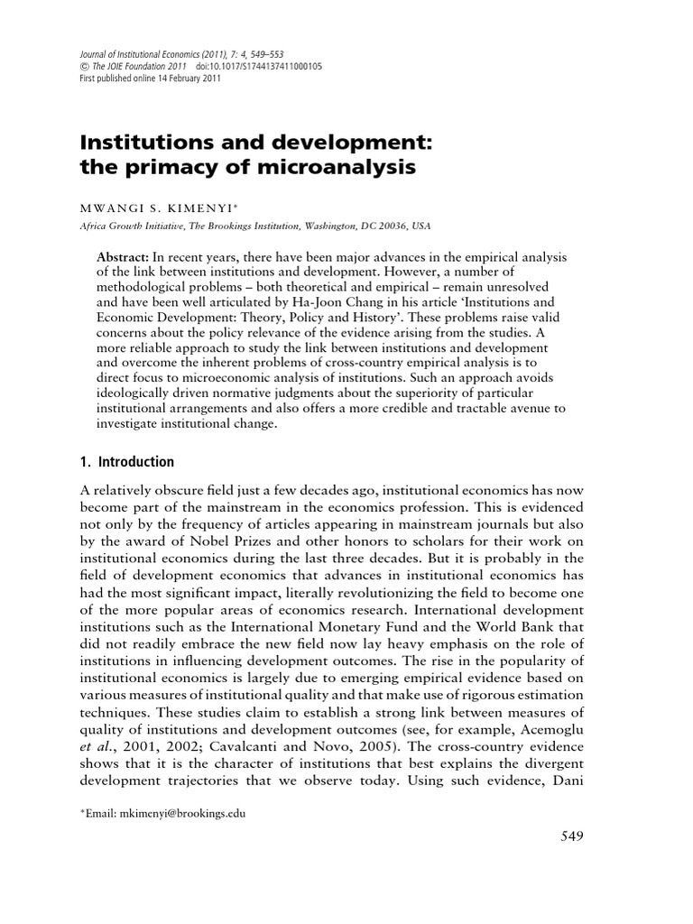 Institutional Economics | PDF | Development Economics | Transaction Cost