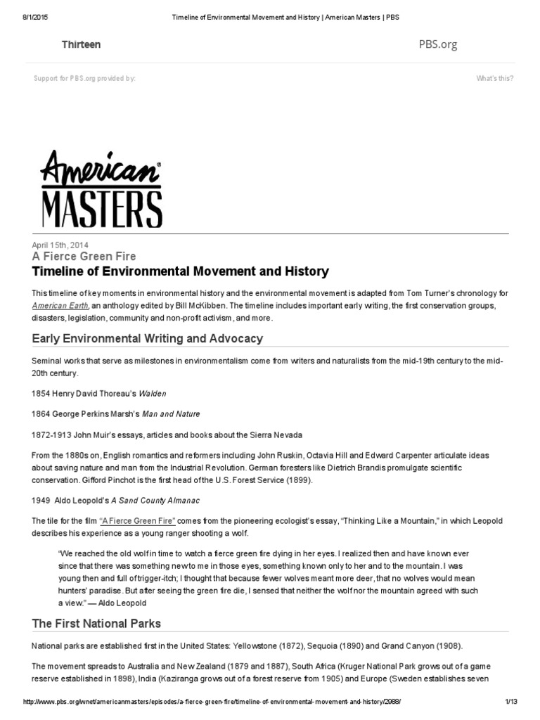 Environmental Movement Timeline | PDF | Environmentalism | United ...