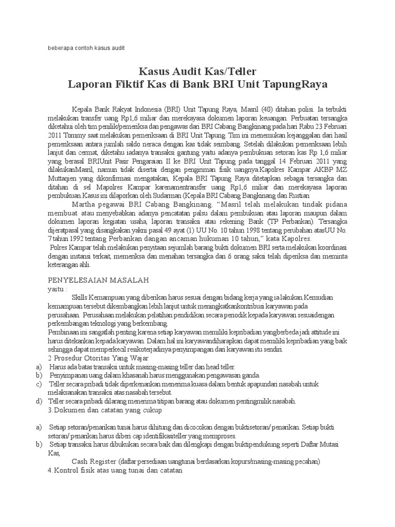 Beberapa Contoh Kasus Audit | PDF