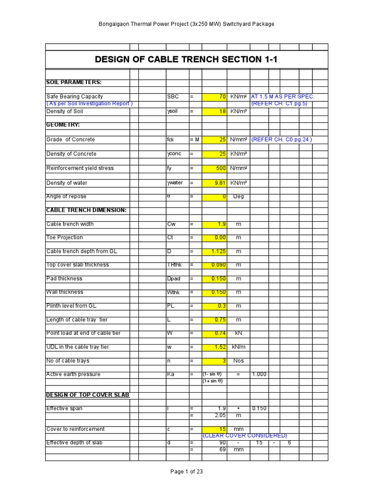Cable Trench Design Specifications | PDF | Building Engineering ...
