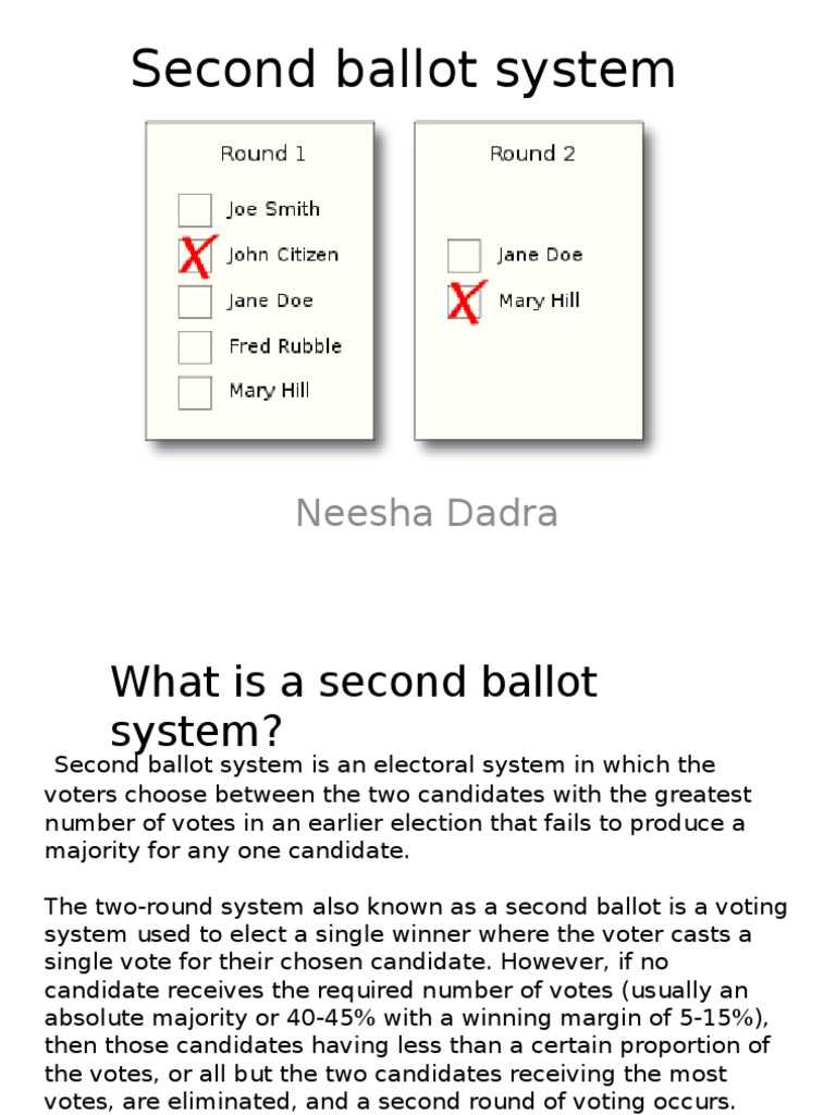 Second Ballot System | PDF | Two Round System | Voting