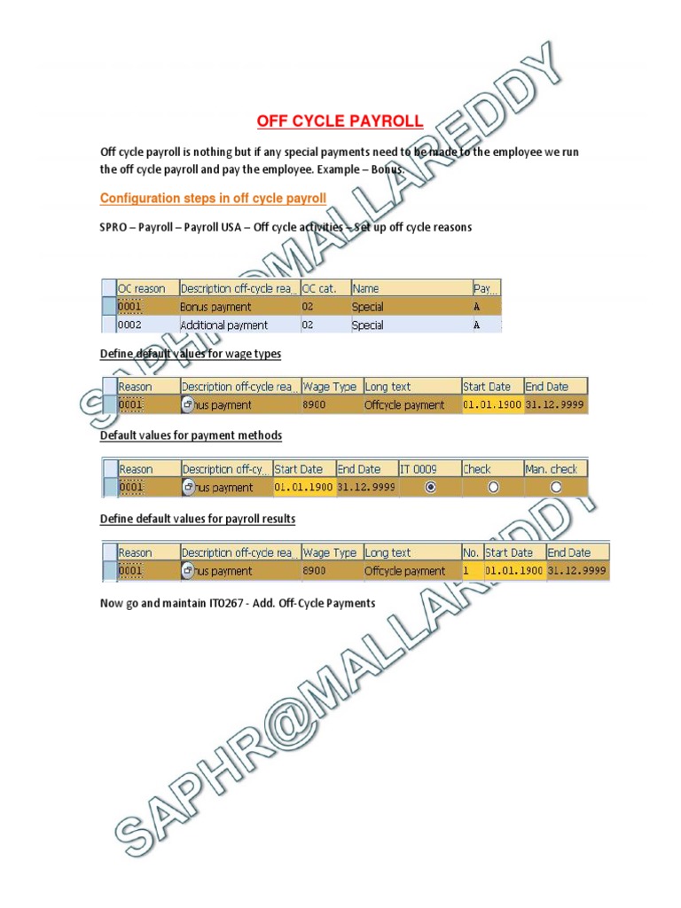 Configuration Steps in Off Cycle Payroll | PDF