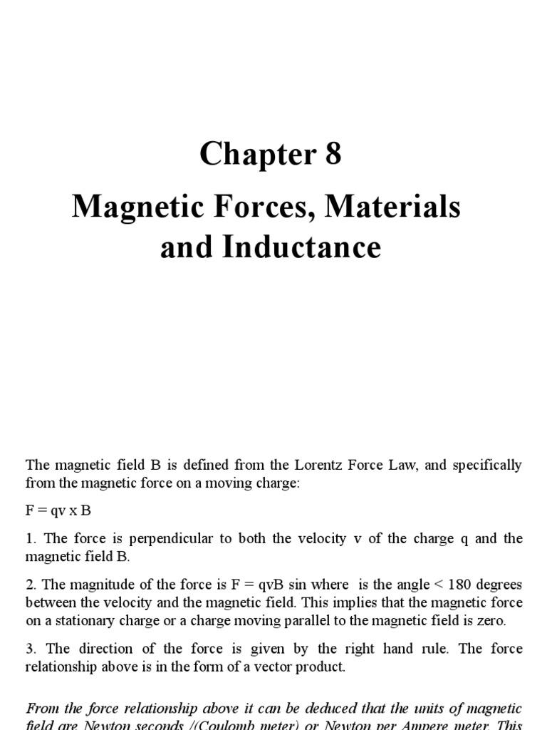 Magnetic Forces, Materials and Inductance | PDF | Magnetic Field ...