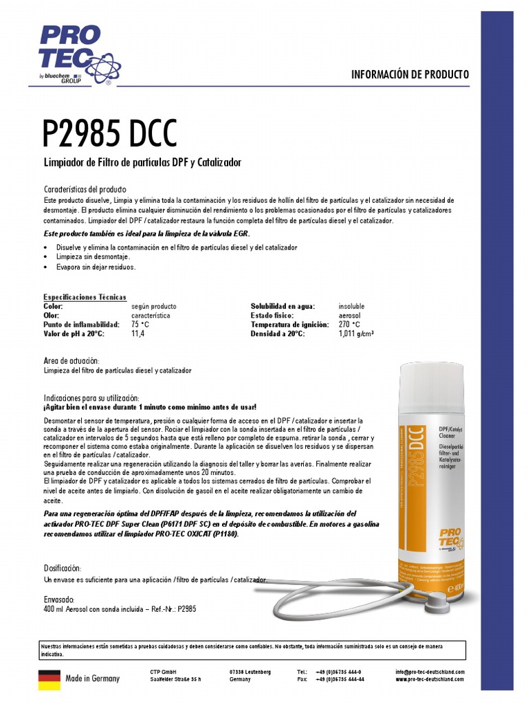 DCC - PT Dpf-Catalyst-Cleaner P-Info Es PDF | PDF | Motor diesel ...
