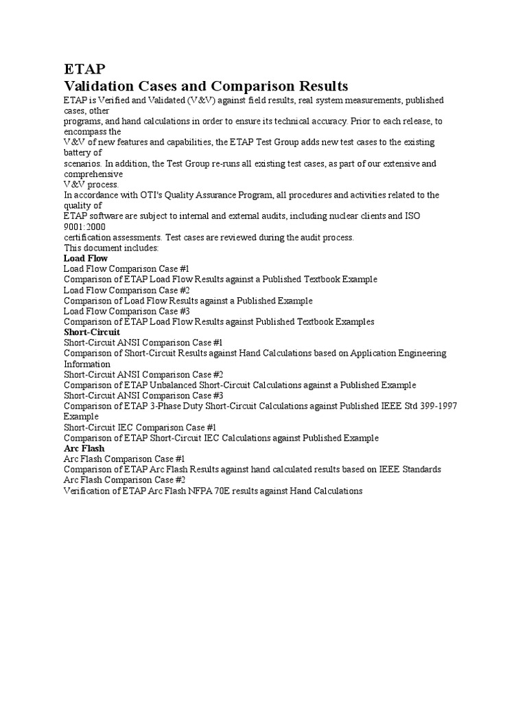 Etap Validation Cases and Comparison Results: Load Flow | PDF | Finance ...