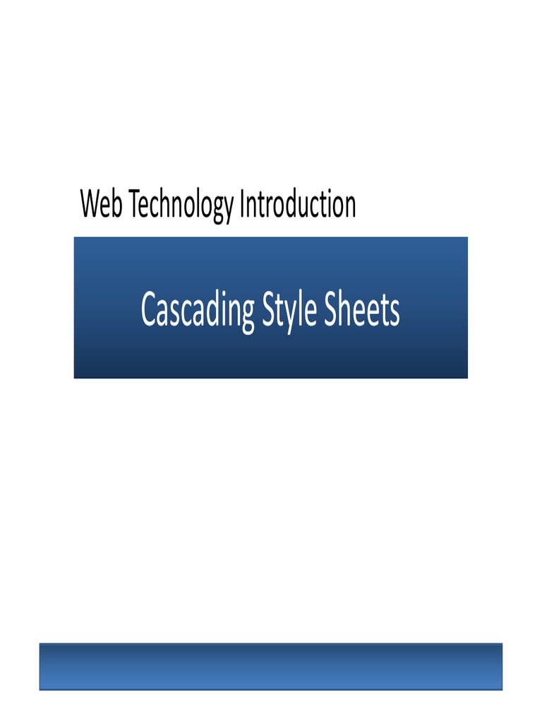 Web Technology Introduction Css Core Concepts And Styling Techniques