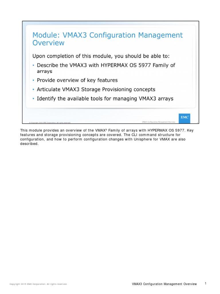 VMAX3 Configuration Management Overview | PDF | Disk Storage | Command Line Interface