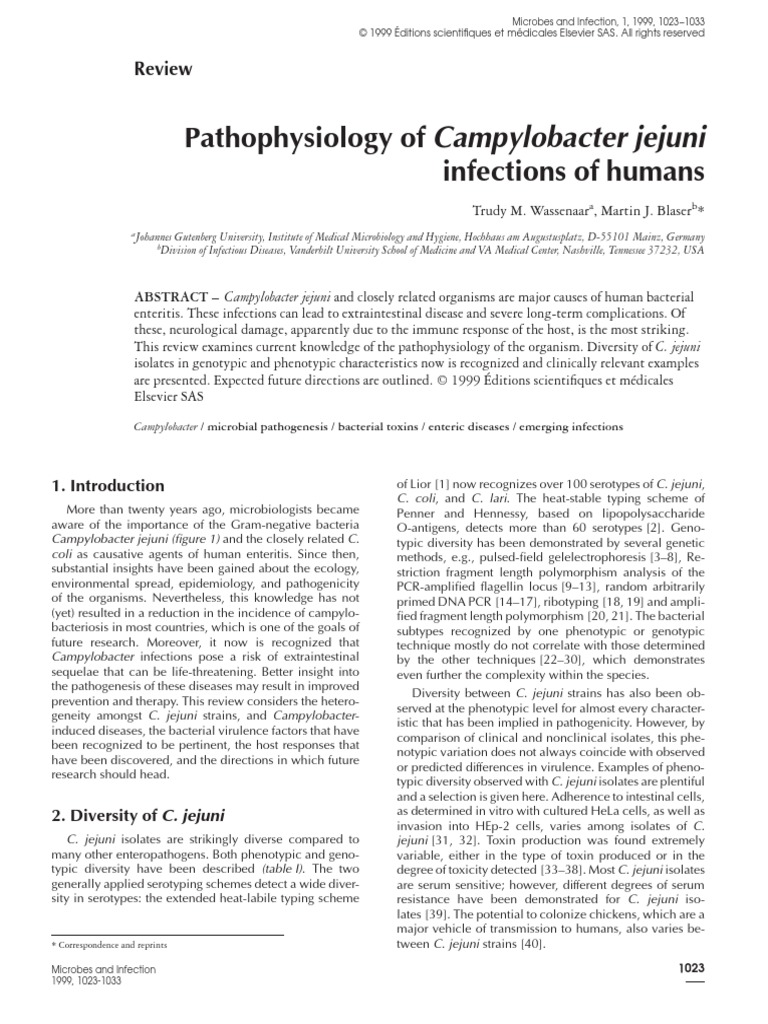 Pathophysiology of Campylobacter Jejuni Infections of Humans 1999 ...