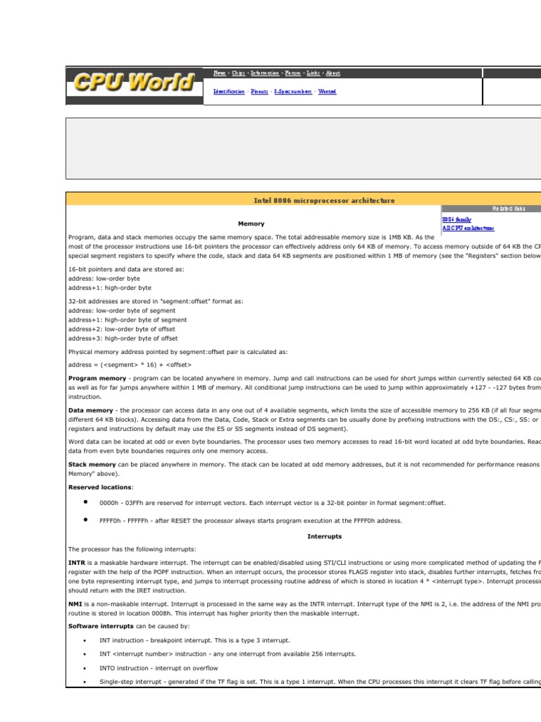 Archi 8086 | PDF | Pointer (Computer Programming) | Central Processing Unit