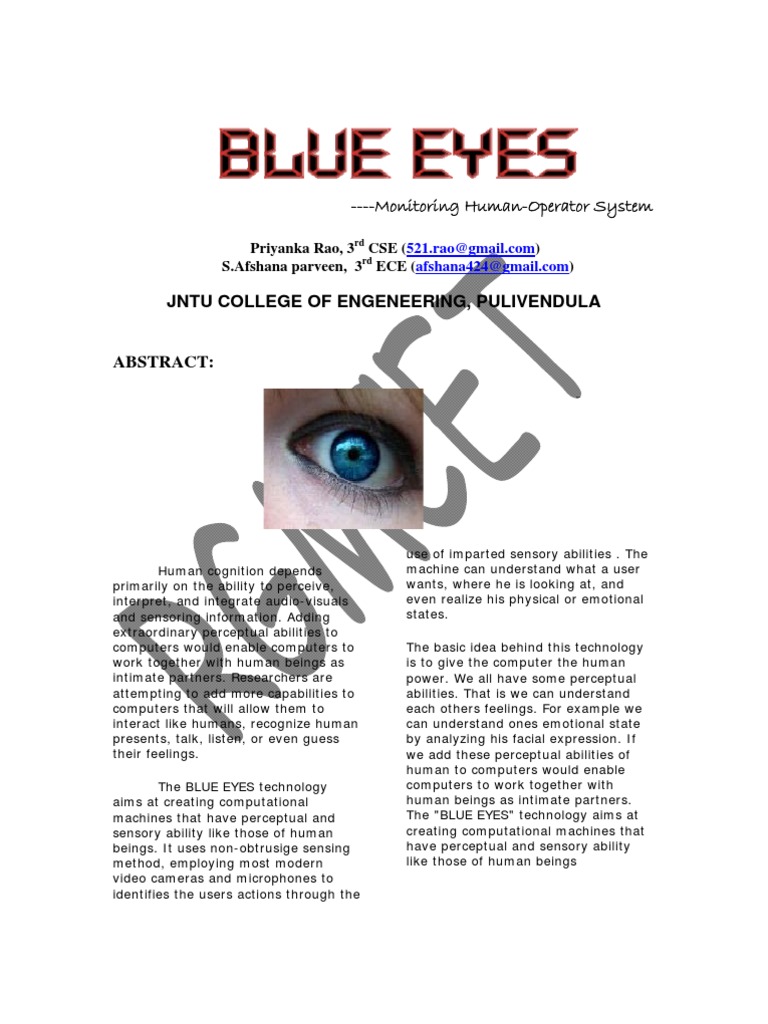 Blue Eyes Technology for Human-Computer Interaction | PDF | Perception ...