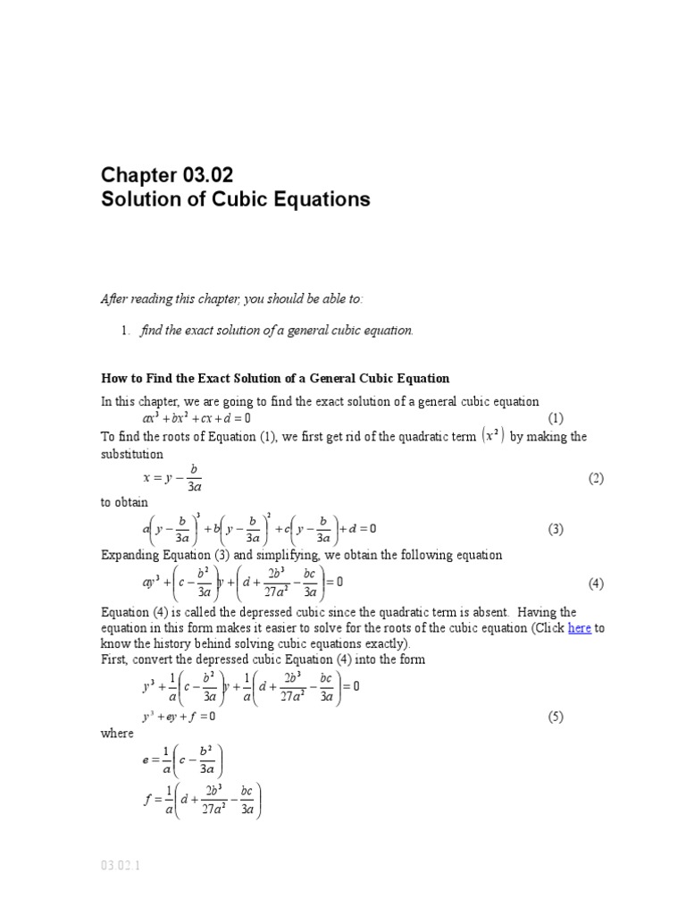 Cubic Equation | PDF | Quadratic Equation | Equations