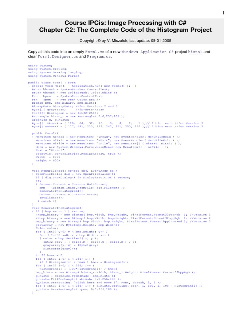 Course Ipcis: Image Processing With C# Chapter C2: The Complete Code of ...