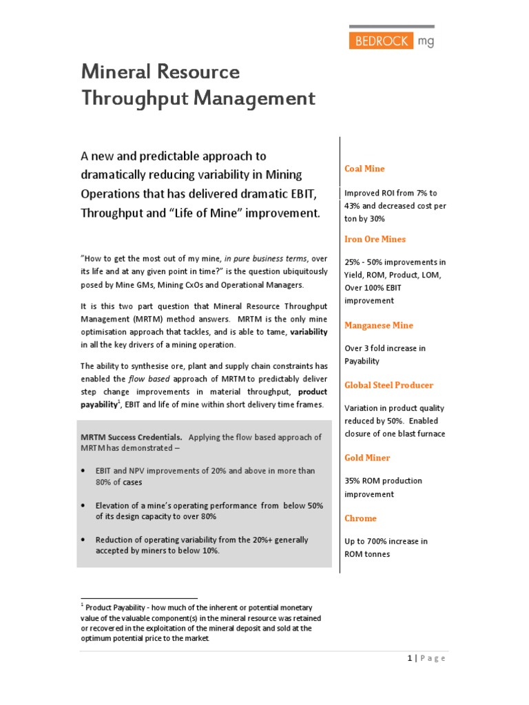 Throughput Mine | PDF | Mining | Simulation