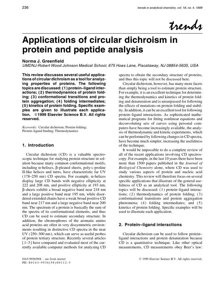 Applications of CD in Protein and Peptide Analysis | PDF | Protein ...