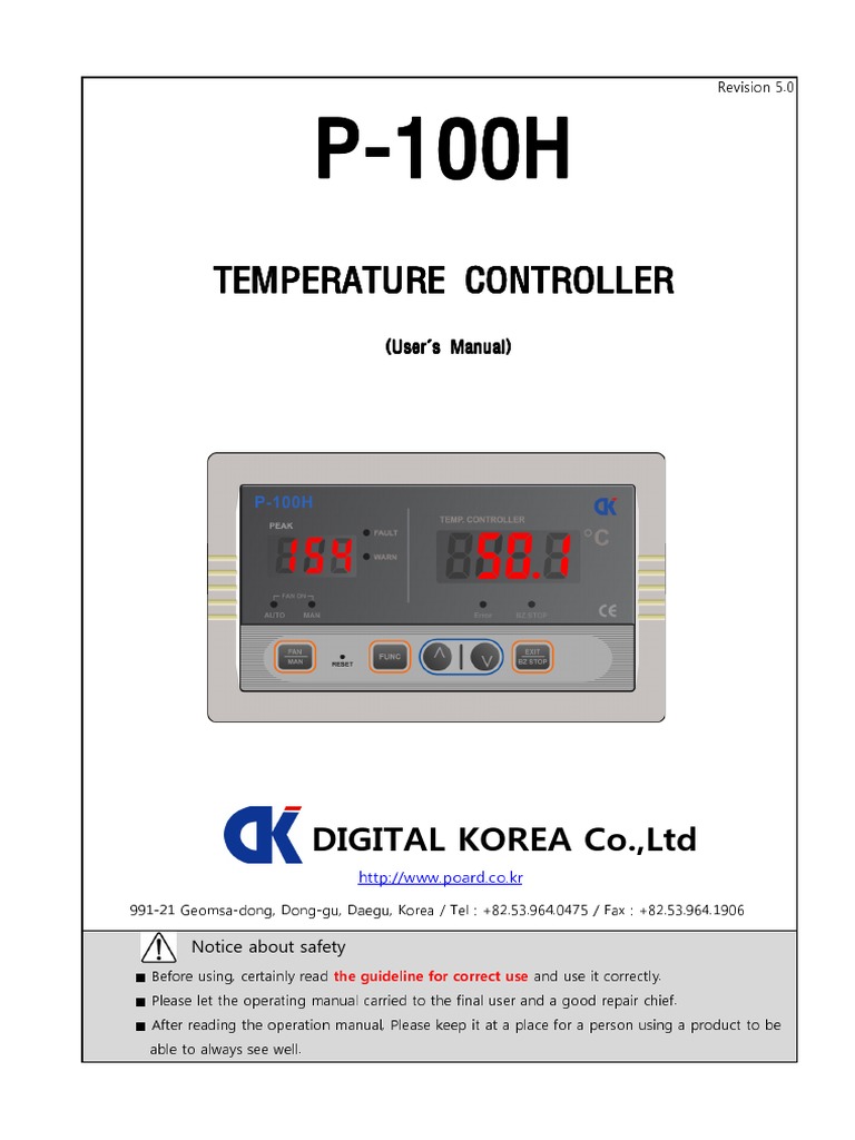 P-100H P-100H P-100H P-100H: Temperature Controller Temperature ...
