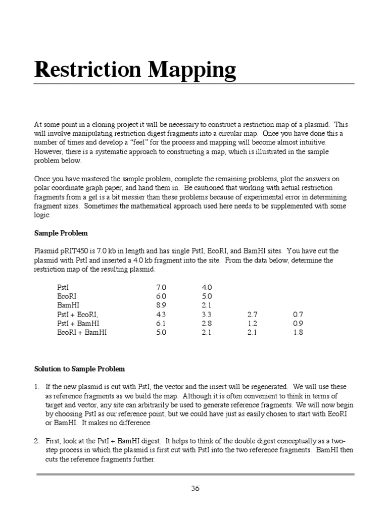Restriction Mapping: Sample Problem | PDF | Plasmid | Molecular Biology