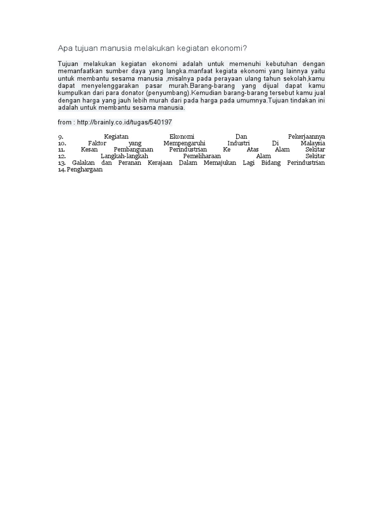 Tujuan Manusia Melakukan Kegiatan Ekonomi - Perumperindo.co.id
