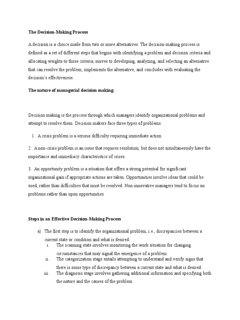 The Decision Making Process | PDF | Decision Making | Budget