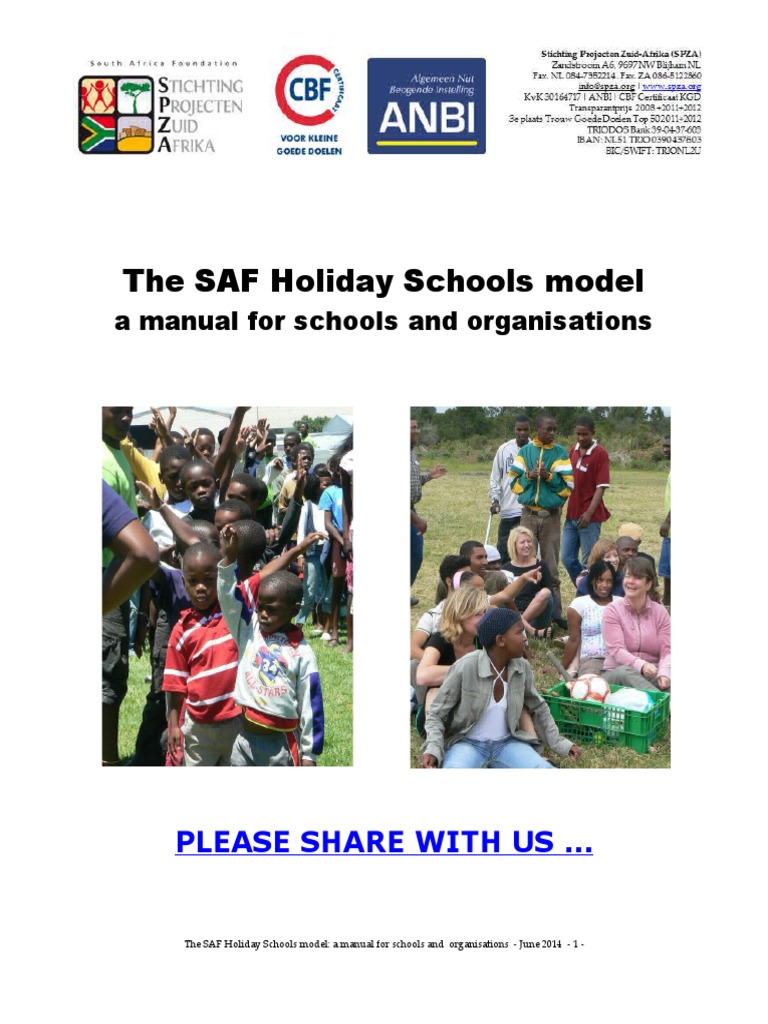 The SAF Holiday Schools Model: A Manual For Schools and Organisations ...