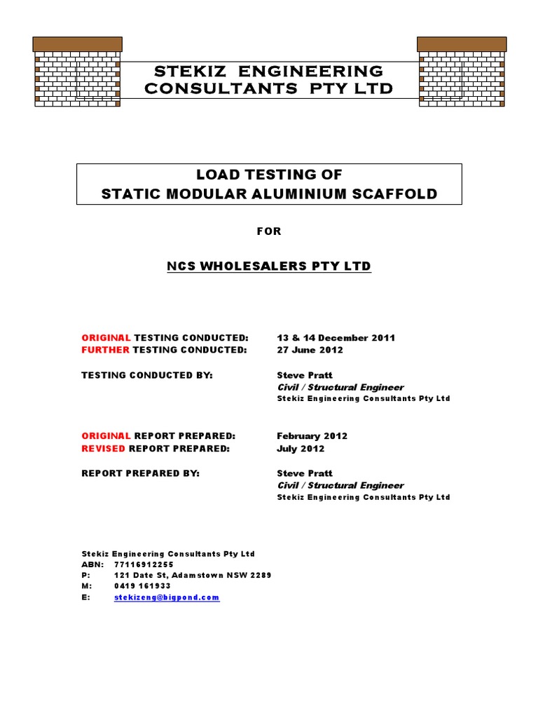 Load Testing of Static Modular Aluminium Scaffold | PDF | Scaffolding ...