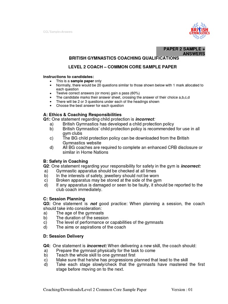 Level 2 Common Core Sample Paper | PDF | Cognition | Psychology