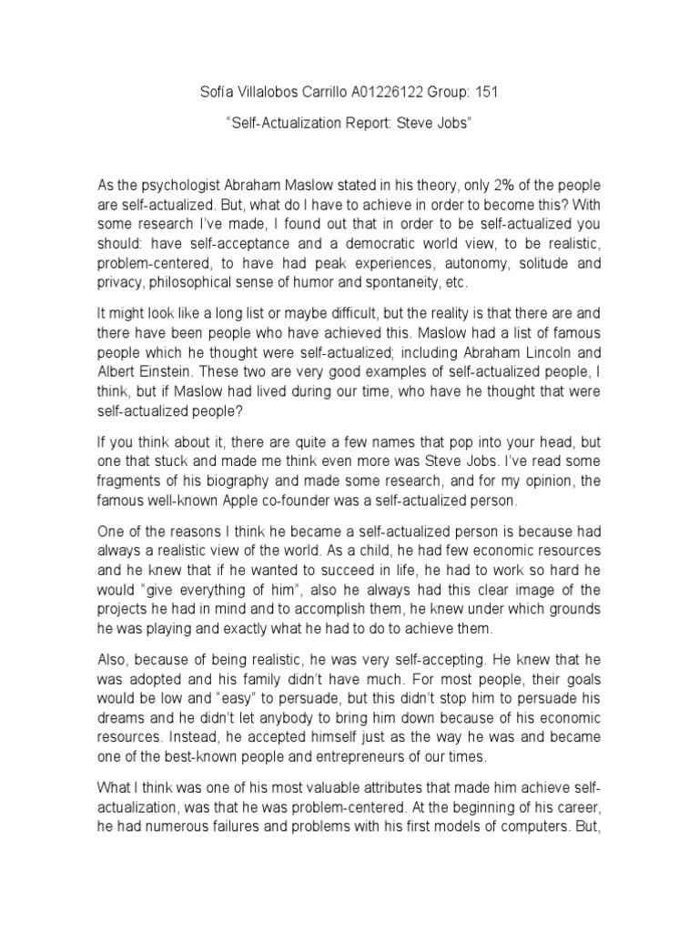 Self Actualization, Steve Jobs | PDF | Self Actualization | Metaphysics ...