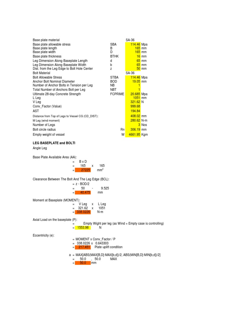 Base Plate Calculation