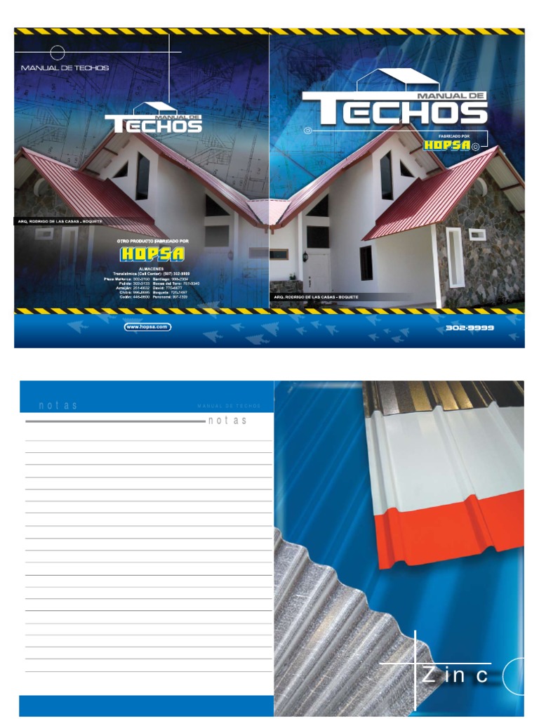 Manual de techos de zinc HOPSA | PDF | Tornillo | Acero