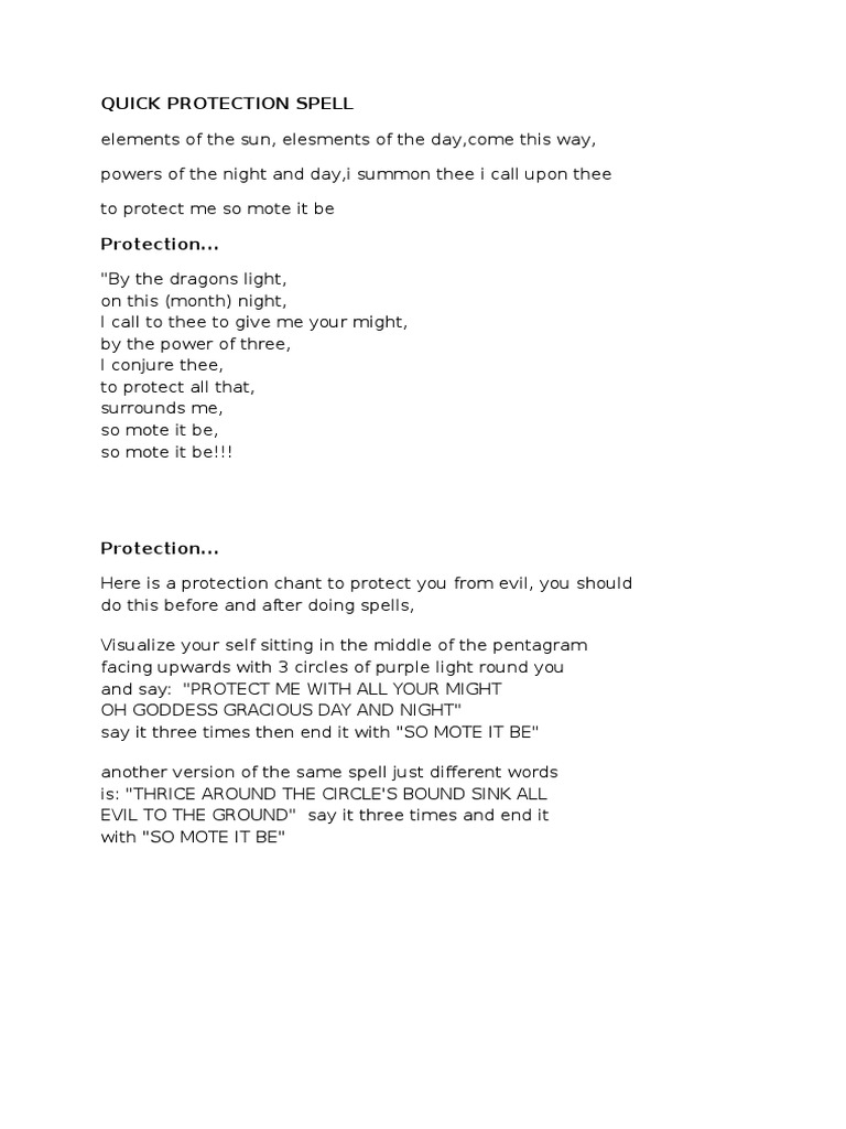Protection Spells | PDF | Magic (Paranormal) | Mythology