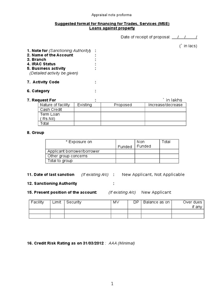 Loan Appraisal Format | Mortgage Loan | Real Estate Appraisal