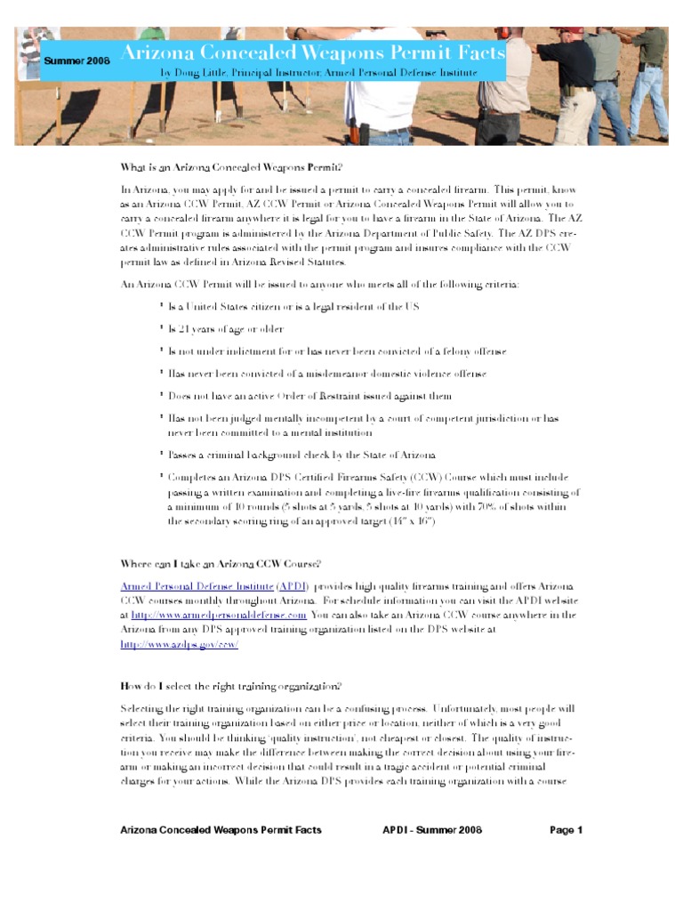 Arizona Conceal Carry Facts | PDF | Concealed Carry In The United ...