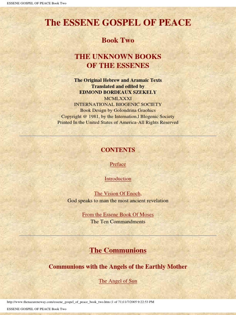 Essene Gospel of Peace Book 2 | PDF